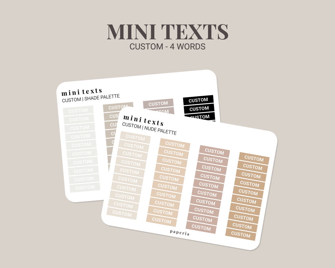 Mini Texts - Custom Set (4 Words) - Minimal Planner Stickers ...