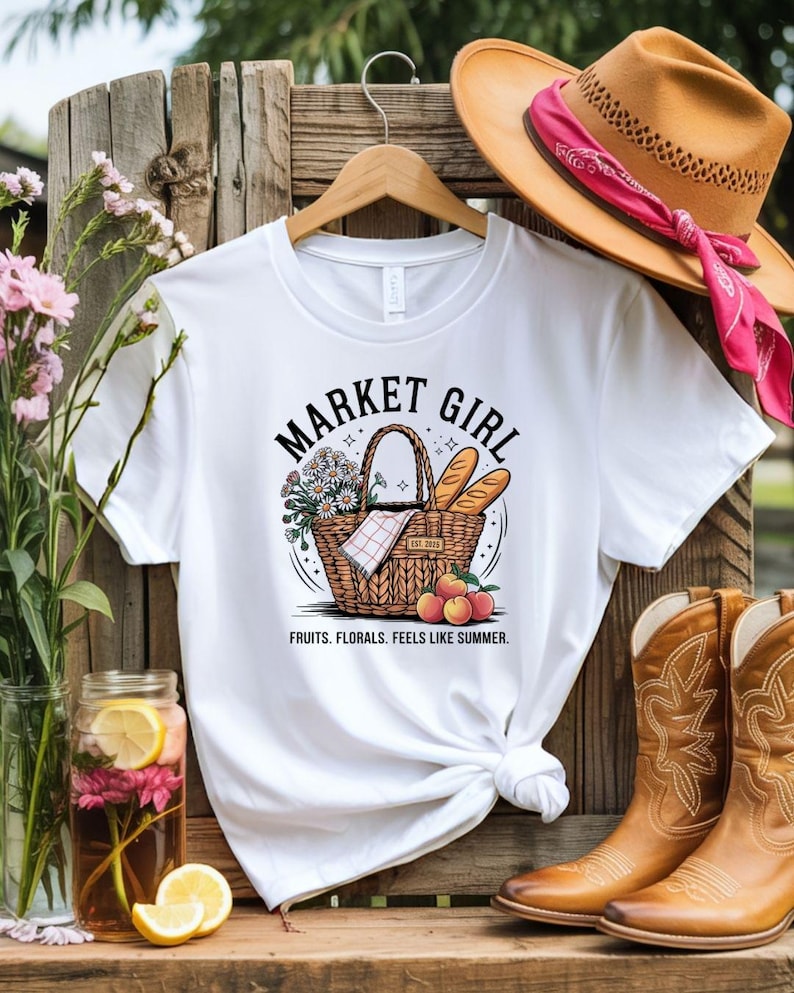 Market Girl PNG | Farmer’s Market Basket Clipart | Summer Sublimation ...