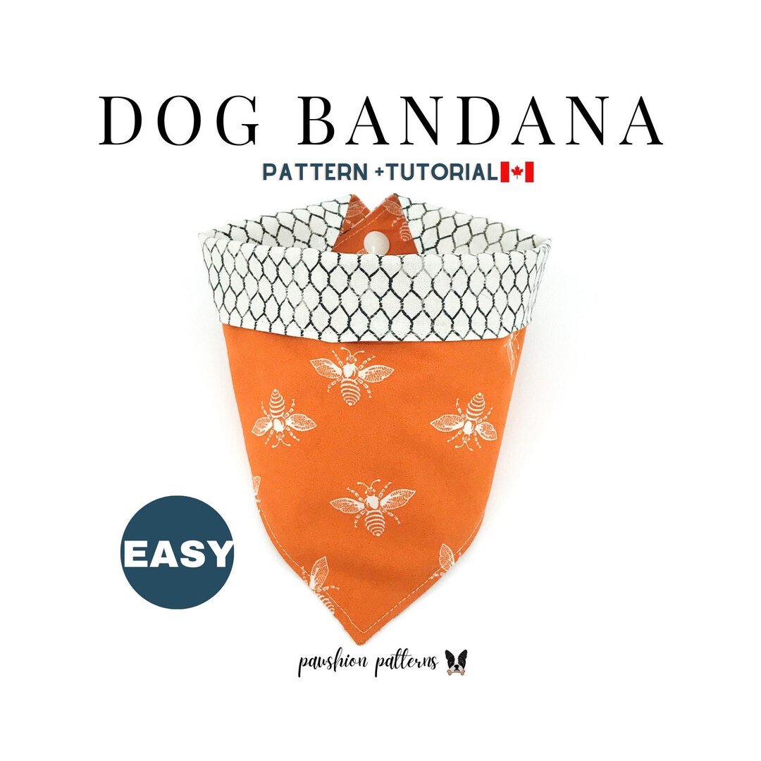 Dog Bandana PDF Sewing Pattern Tutorial/snap On/pet/cat/5 Sizes ...