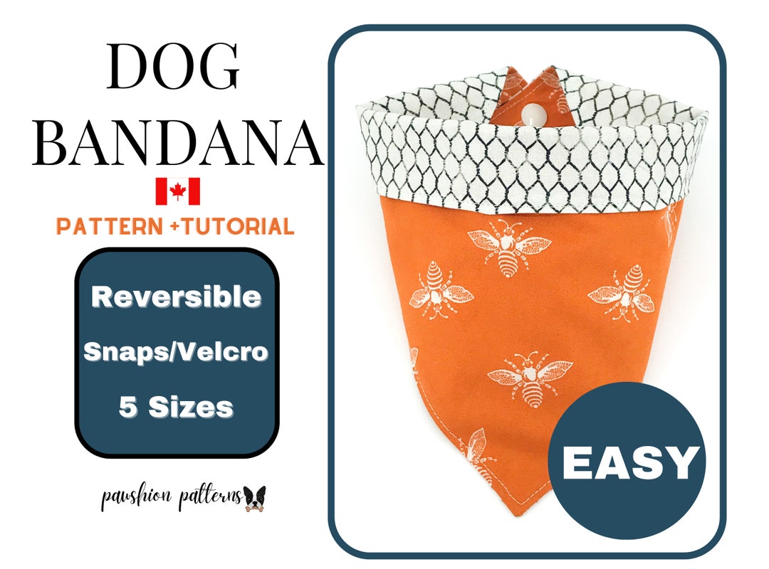 Dog Bandana PDF Sewing Pattern Tutorial/snap On/pet/cat/5 - Etsy