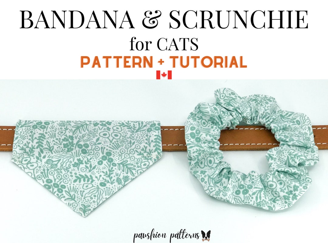 Cat Bandana Sewing Pattern and Matching Scrunchie/ PDF Sewing Tutorial ...