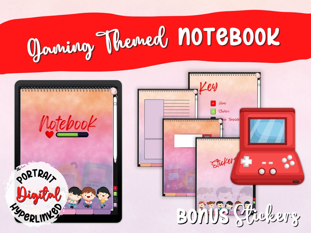 GOODNOTES Notebook Cute Gaming Themed Notebook 5 Bottom Tabs 30 Bonus ...