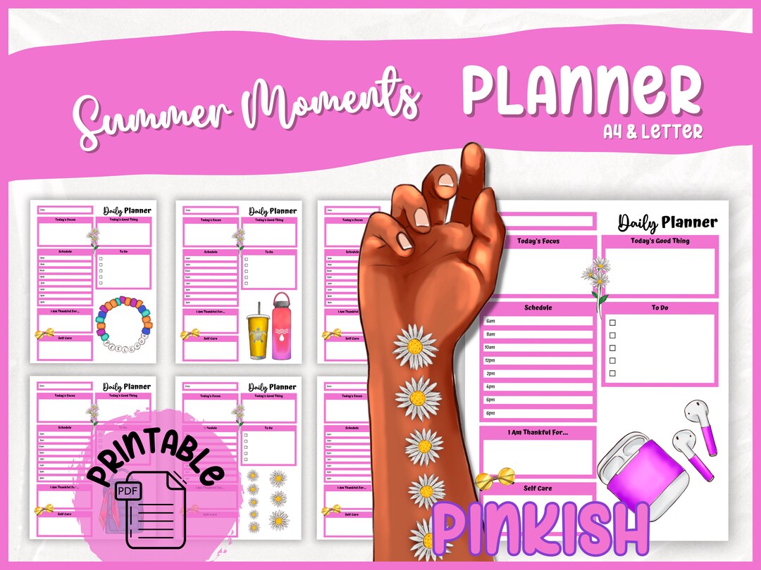 PINKISH Printable Planner Cozy Summer Moments Theme Daily Pages 30 Cute ...