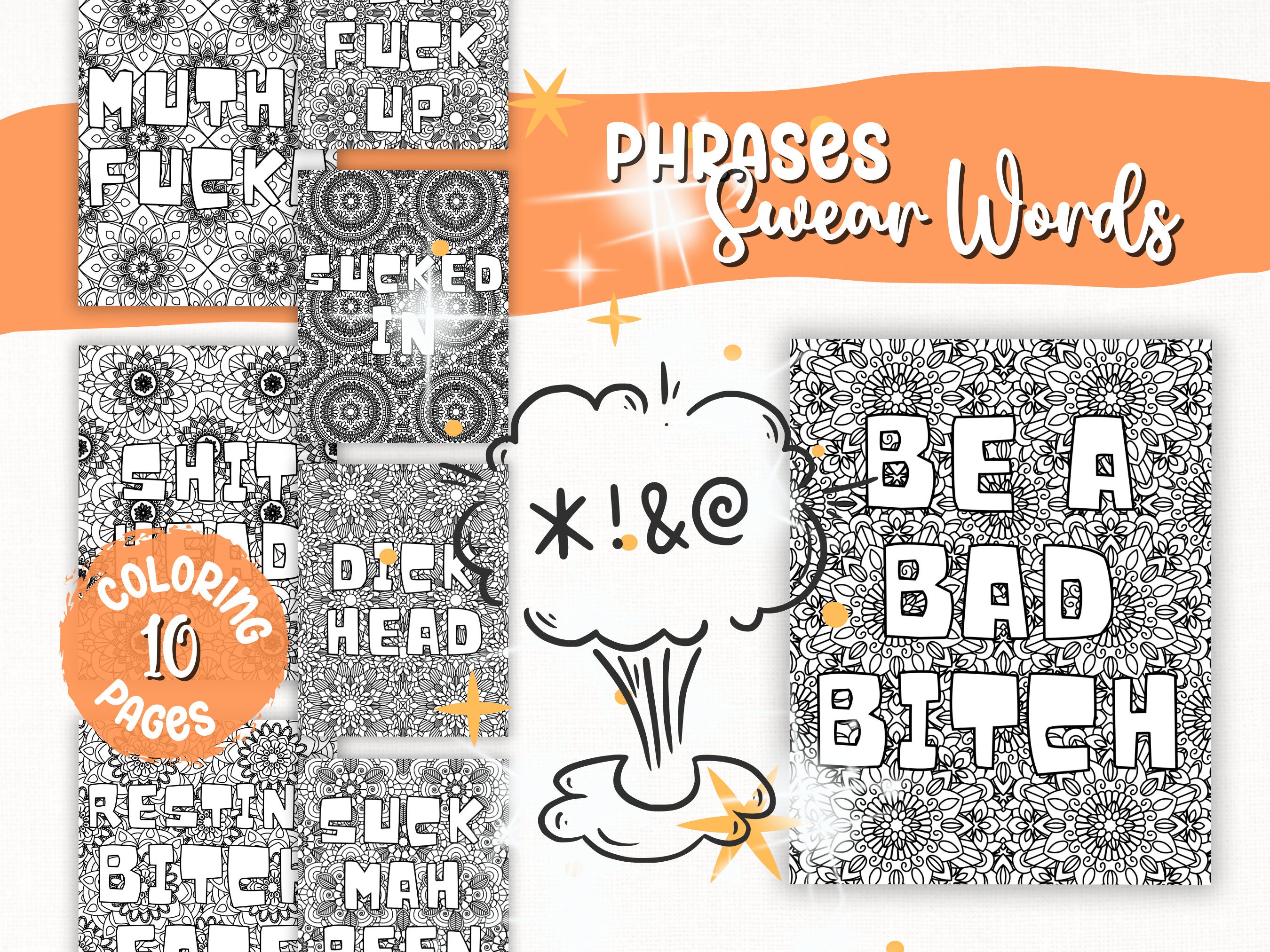 Swear Words and Phrases Coloring Pages Coloring Sheets for Adults - Etsy