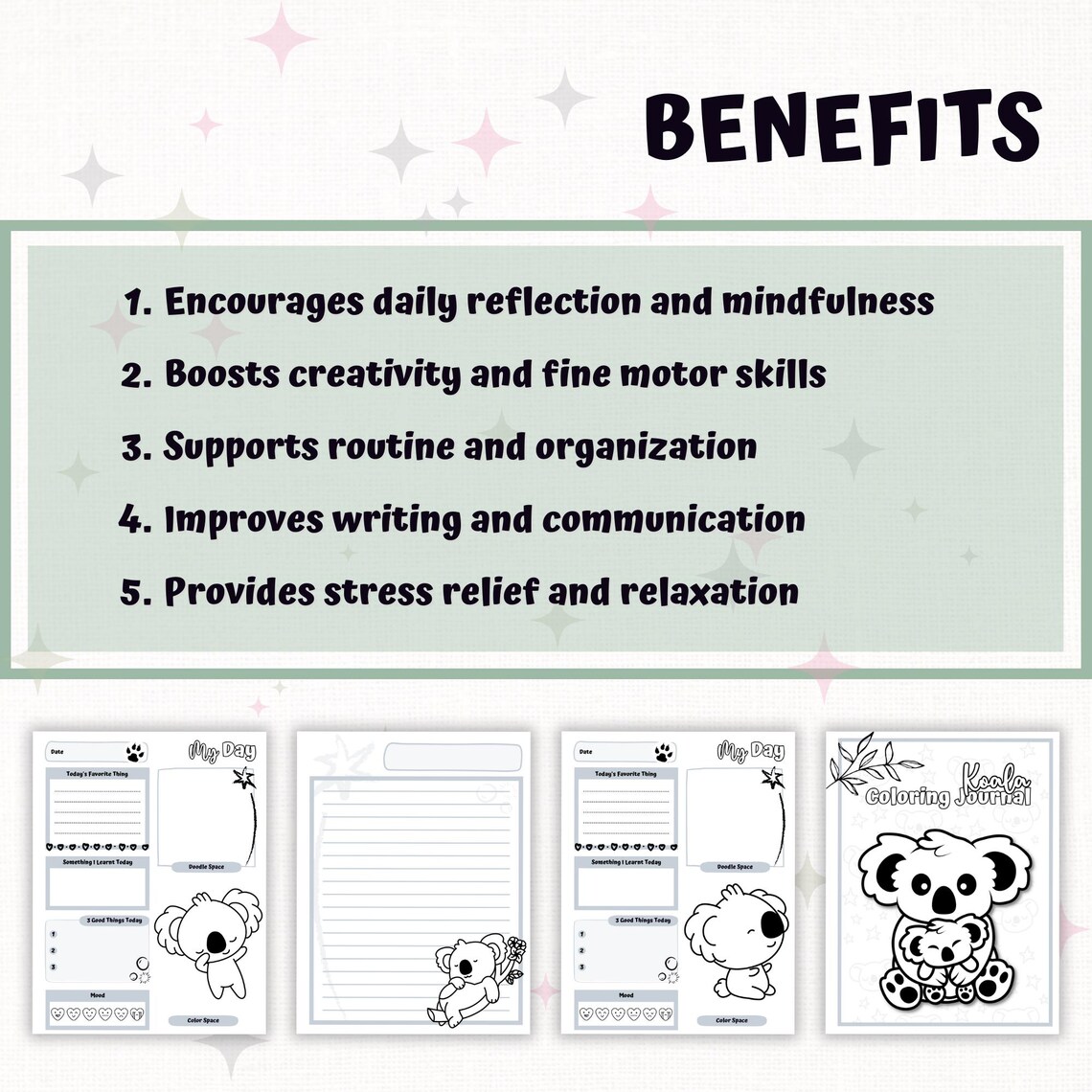Koala Coloring Journal for Kids | Daily Reflections and Journaling ...