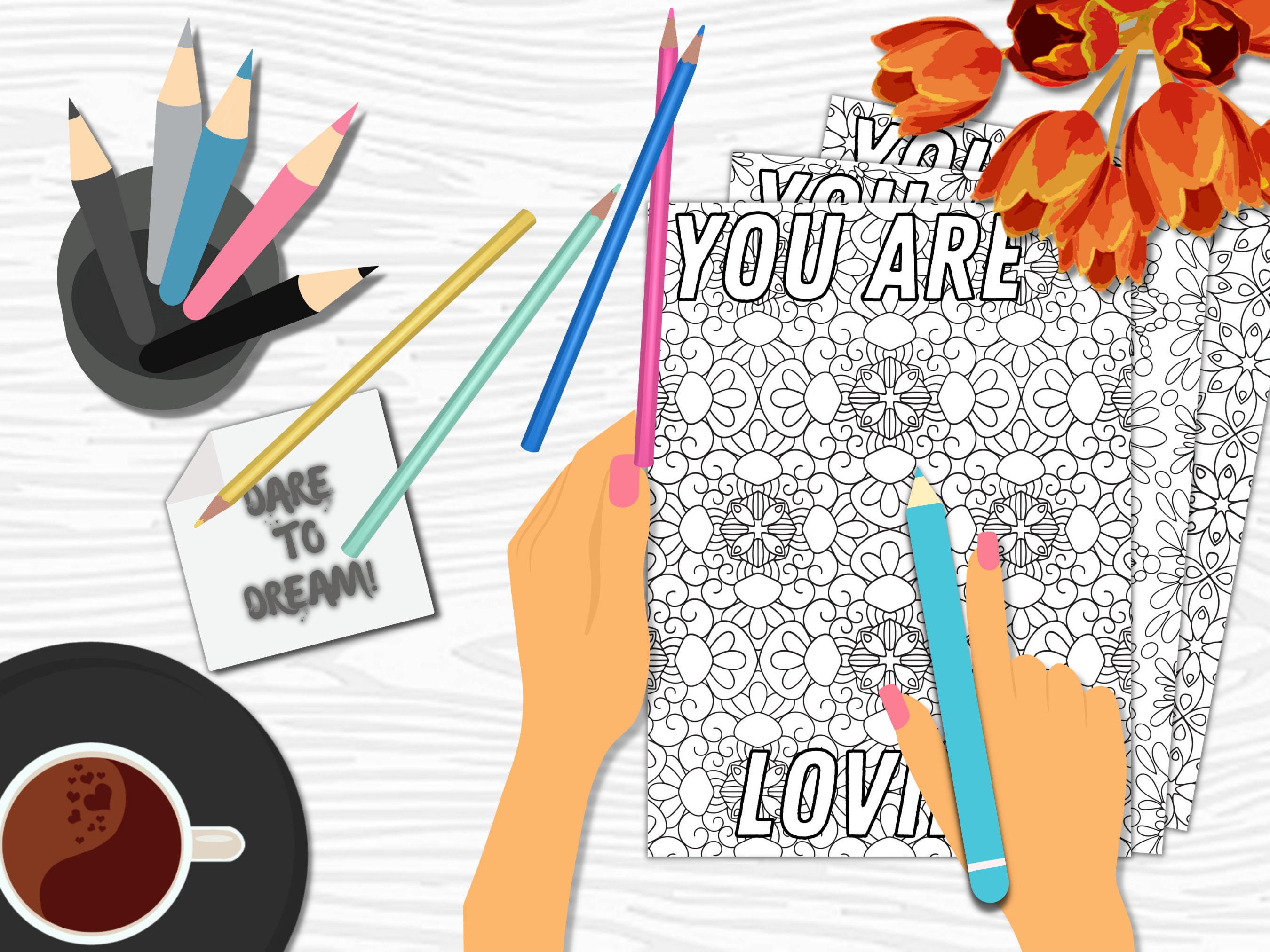 You Are Coloring Pages Positive Sayings Coloring Sheets for Adults ...