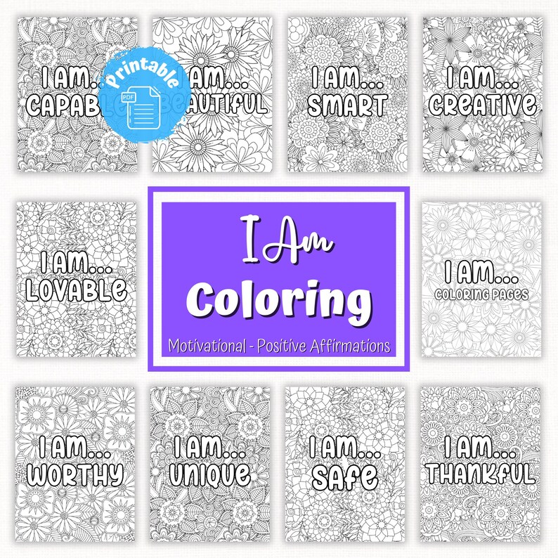 I AM Coloring Pages | Positive Affirmations | Printable for All Ages ...