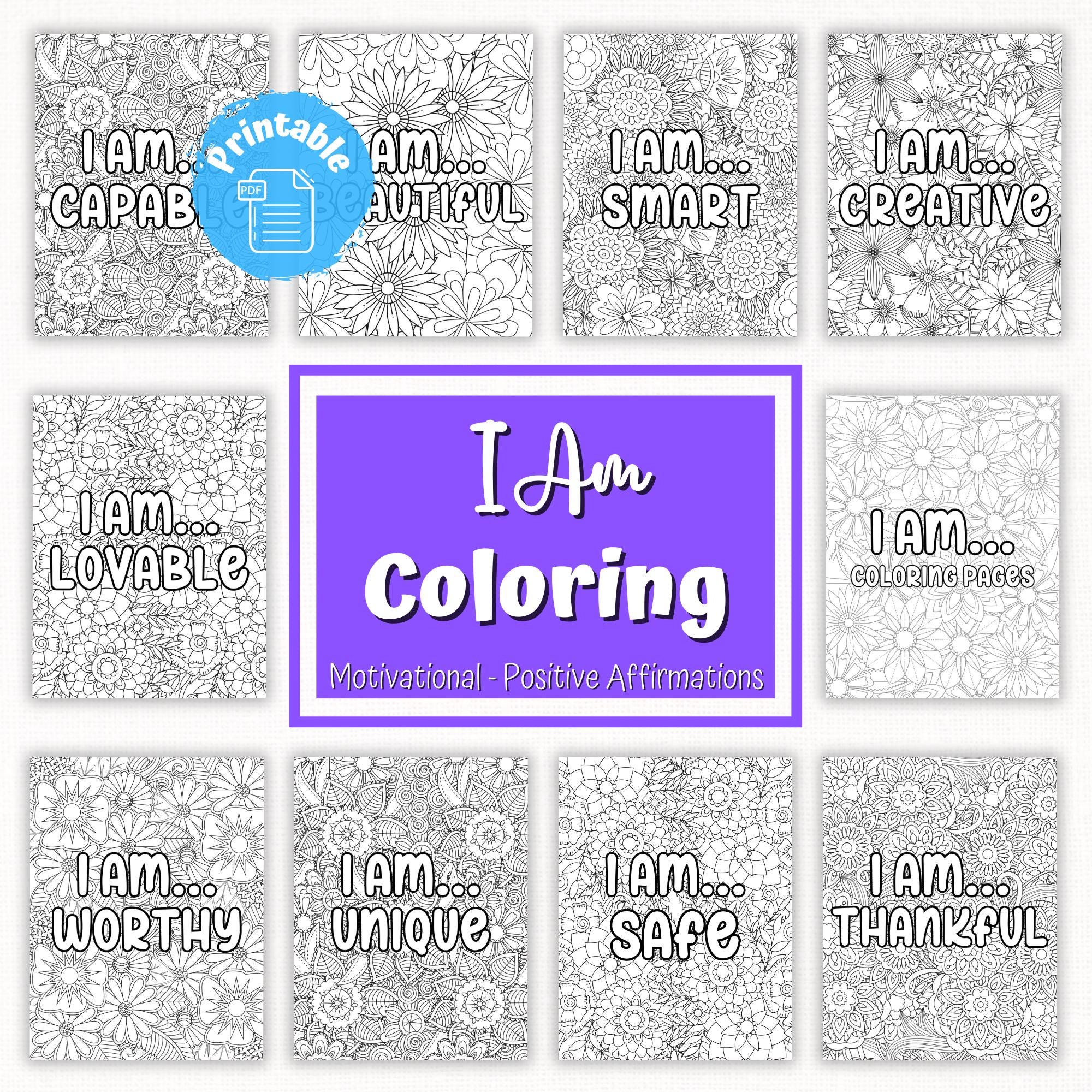 I AM Coloring Pages | Positive Affirmations | Printable for All Ages ...