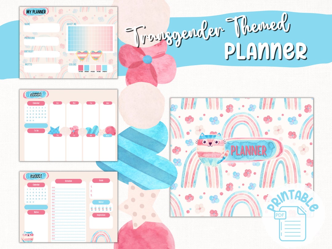 PRIDE Themed Transgender Themed Planner Printable Monthly Weekly Daily ...