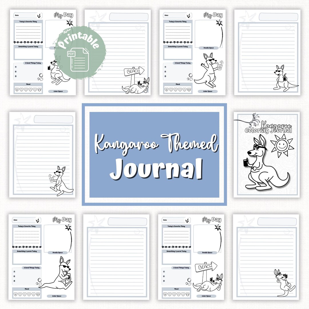 Kangaroo Coloring Journal for Kids | Daily Reflections and Journaling ...