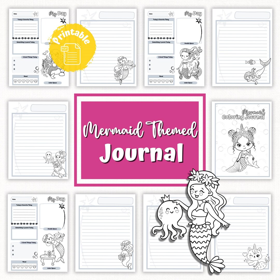Mermaid Coloring Journal for Kids | Daily Reflection and Journaling ...