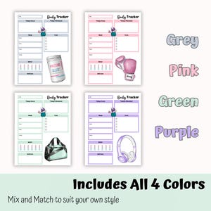Printable Fitness Tracker | 4 Colors Included | Daily Pages | Fitness ...
