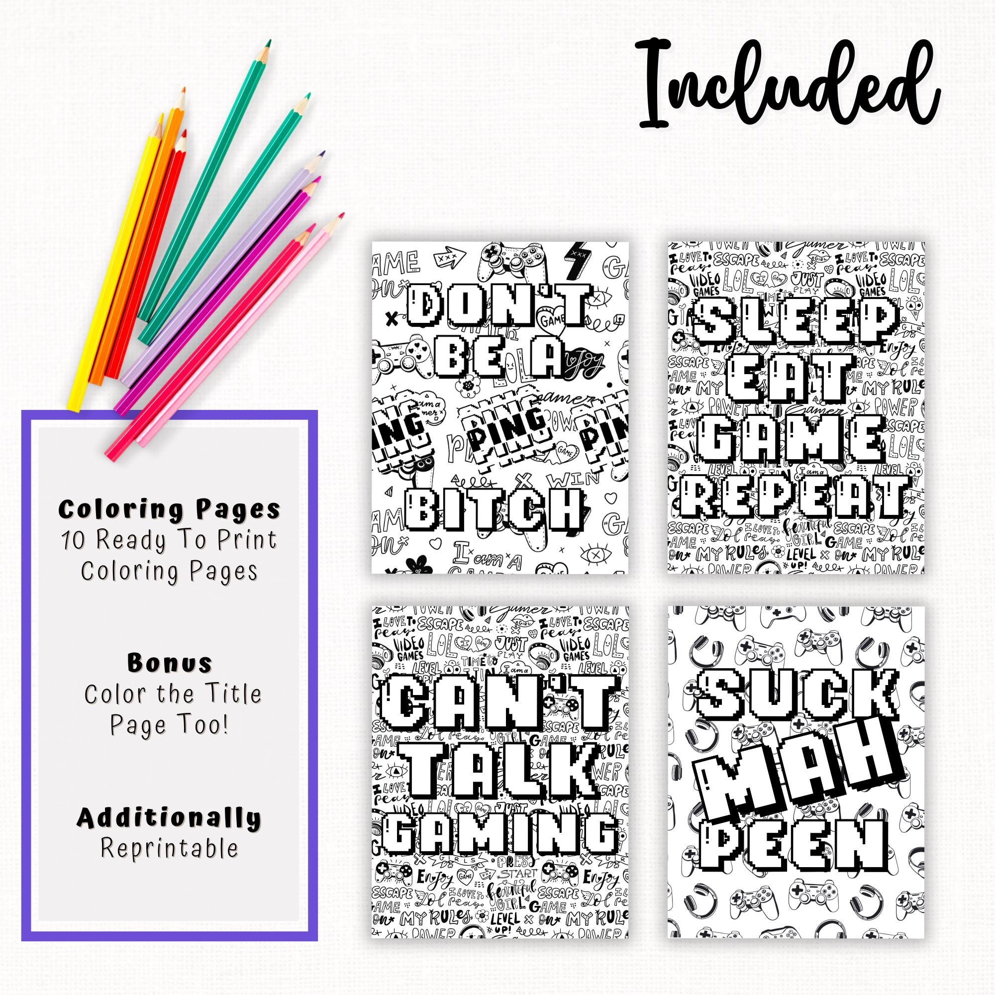 Game on Coloring Pages | Video Game Theme | 10 Fun Designs | Instant ...