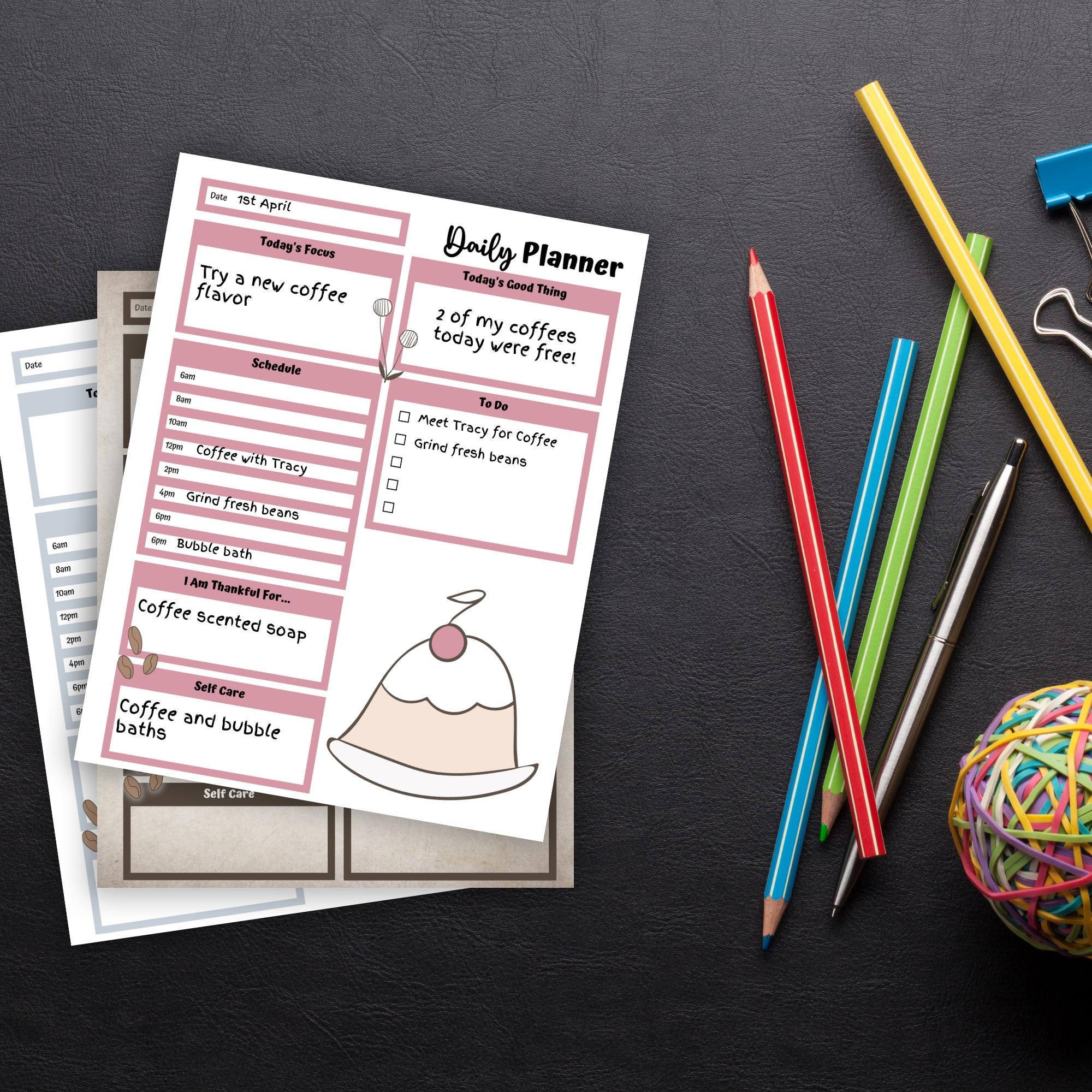 Printable Planner | Cute Coffee Theme | 4 Colors Included | 30 Daily ...