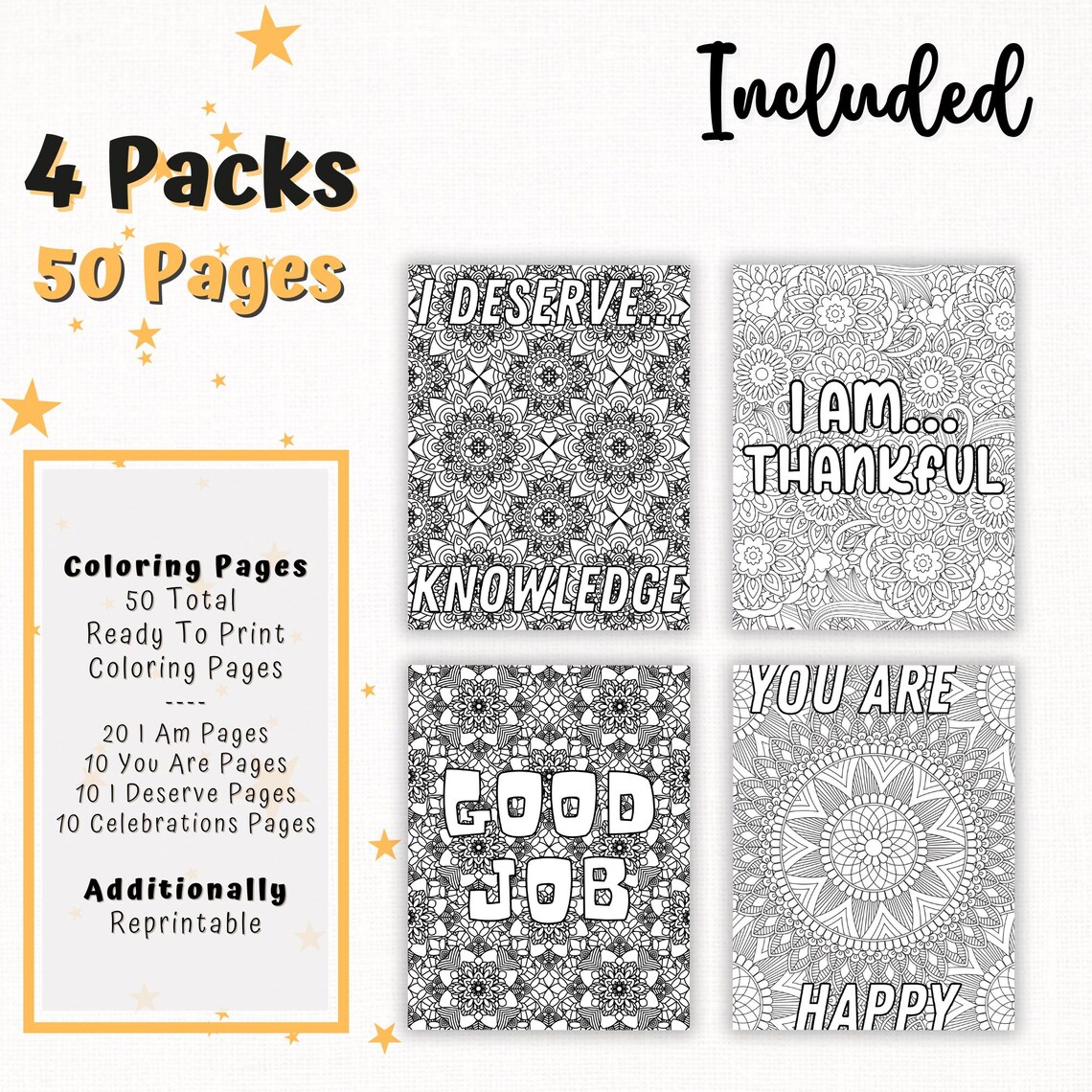 Motivational Coloring Pages BUNDLE | 4 Packs in 1 | 50 Printable Pages ...