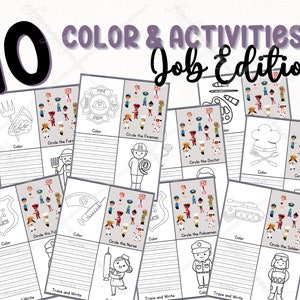 Coloring Activities for Kids Job Edition Color Trace and Write Circle ...