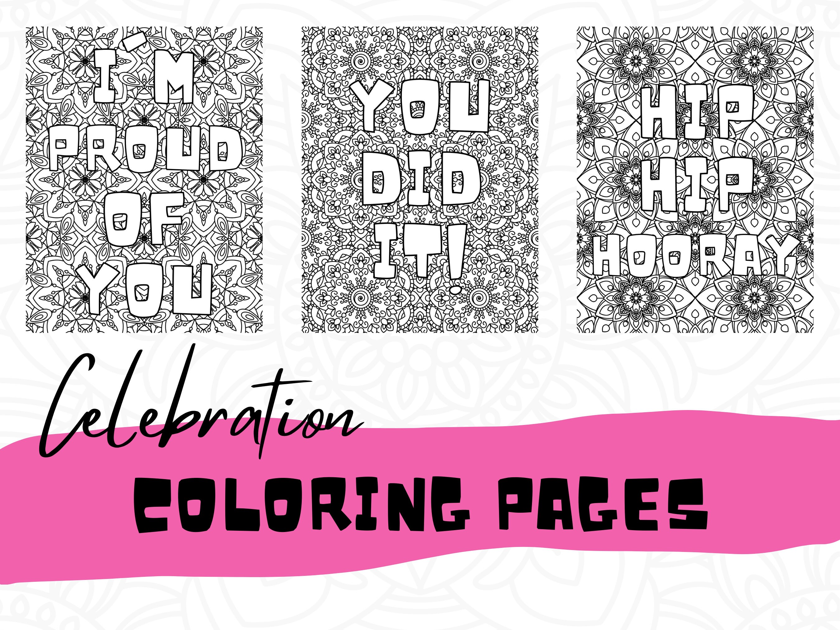 Celebration Coloring Pages Proud of You and More Coloring - Etsy Australia