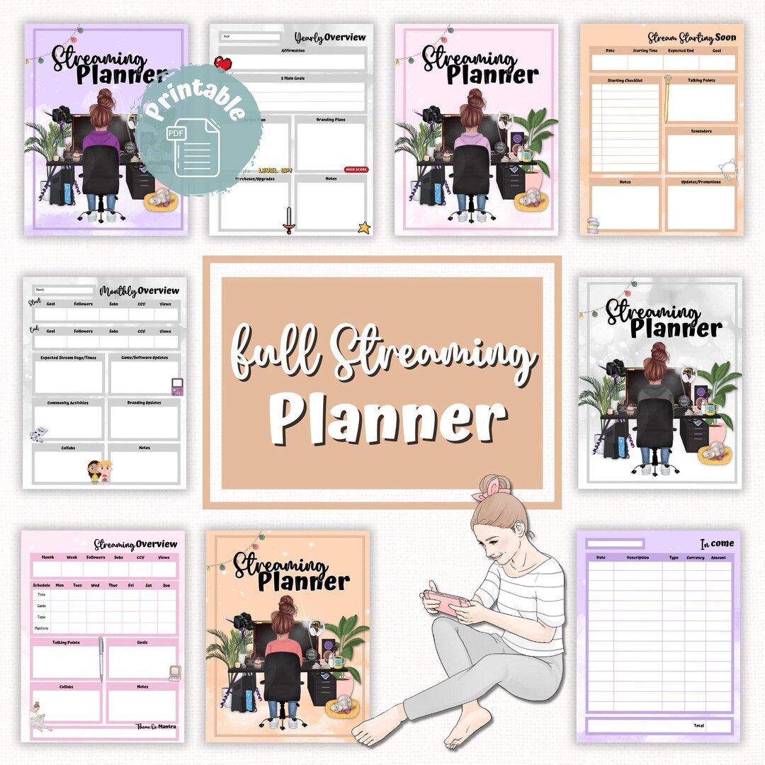 Full Streaming Planner Printable | Gaming and Streamer Toolkit | Track ...