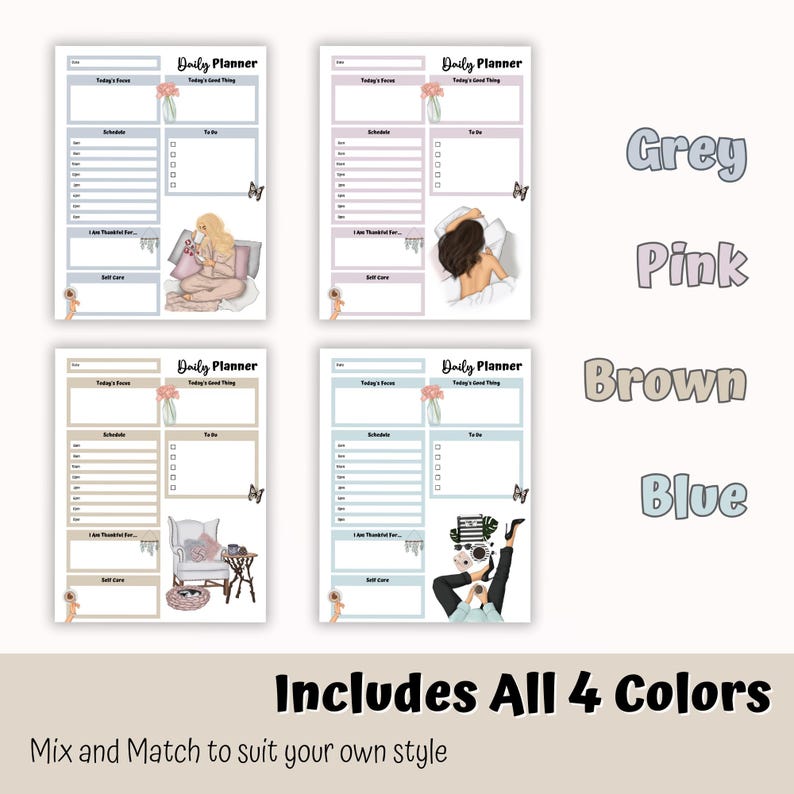 Printable Planner | Cozy Theme | 4 Pastel Colors | 30 Unique Daily ...