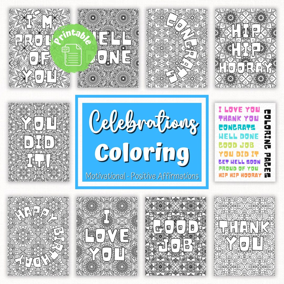 Celebration Coloring Pages | Proud of You & More | Printable for All ...