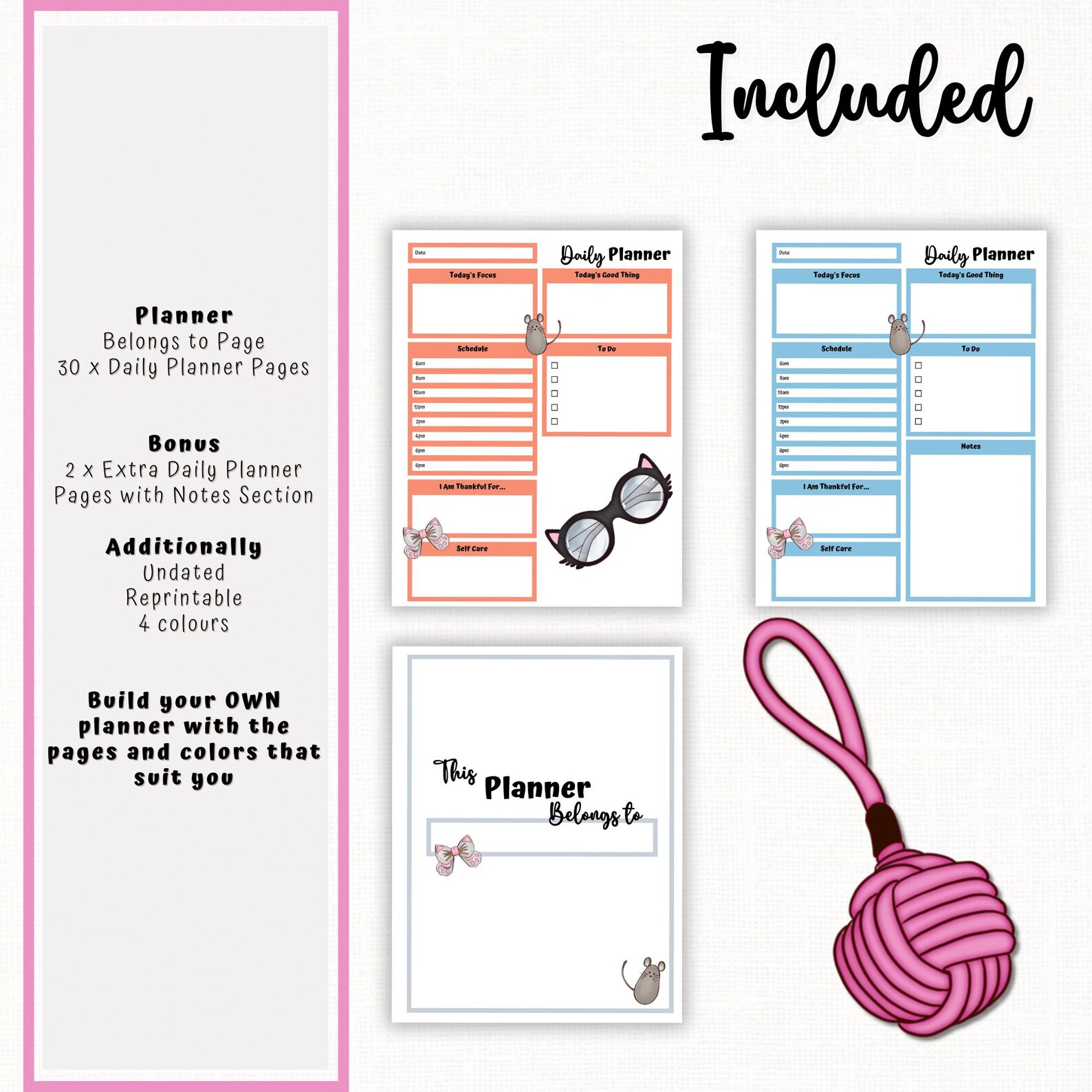 Cat-themed Printable Planner | 33 Pages for Daily Planning ...