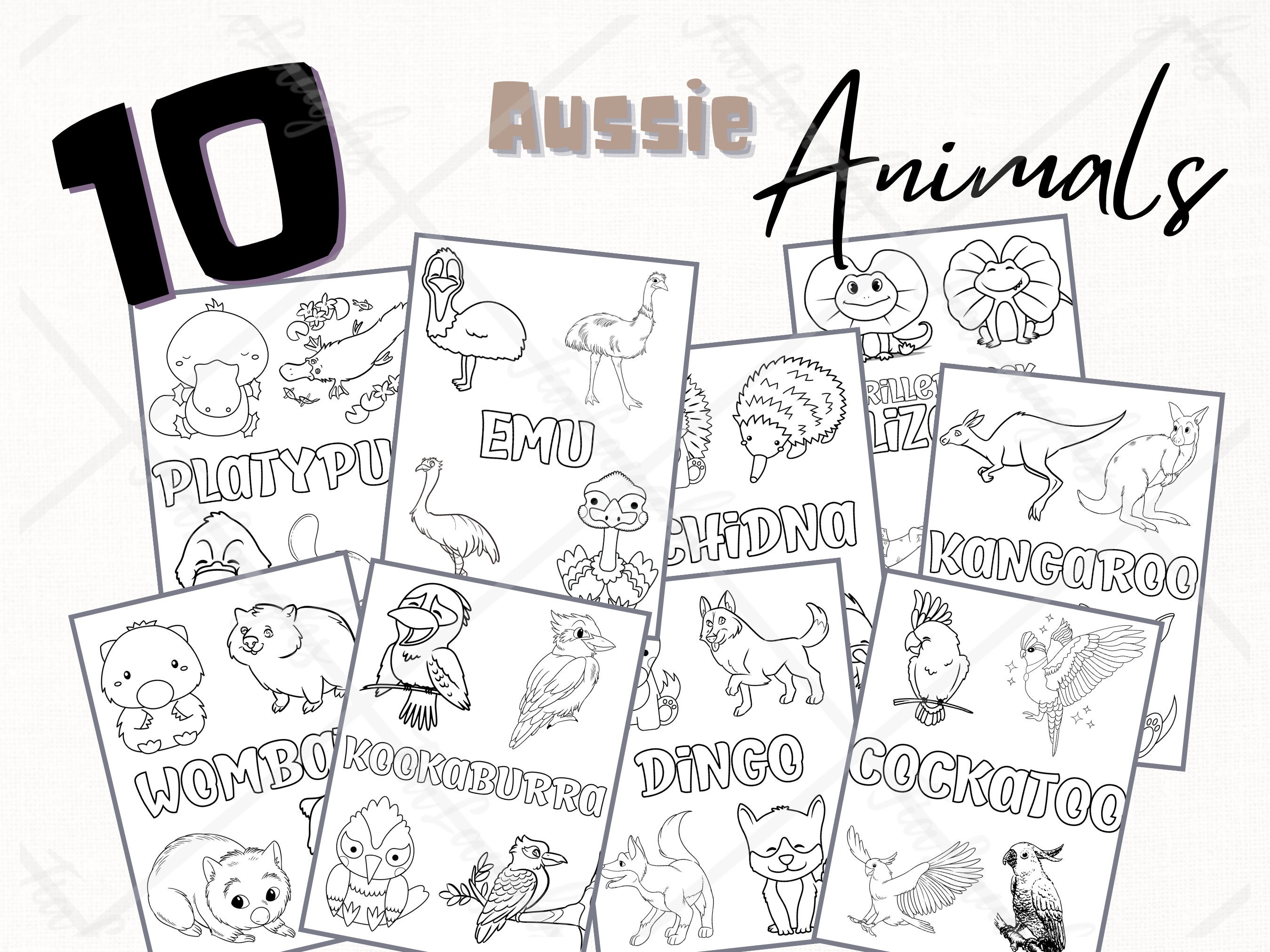 10 Australian Animal Coloring Pages Fun for Kids Teens and - Etsy Australia