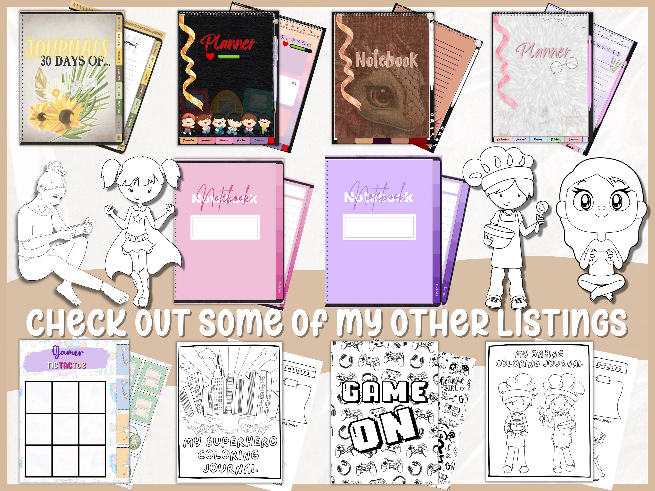 LATTE Printable Planner Cute Coffee Theme Daily Pages 30 - Etsy