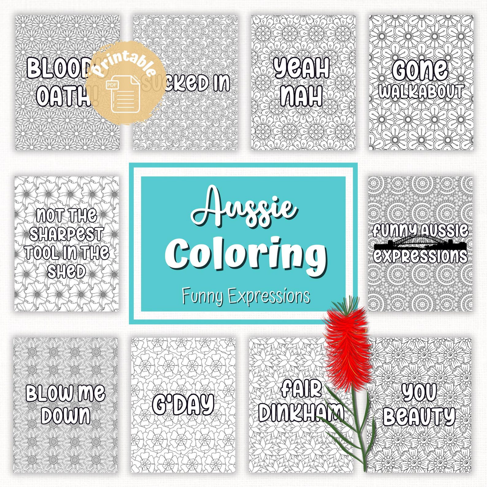 Funny Aussie Expressions Coloring Pages | Printable Slang for Adults ...