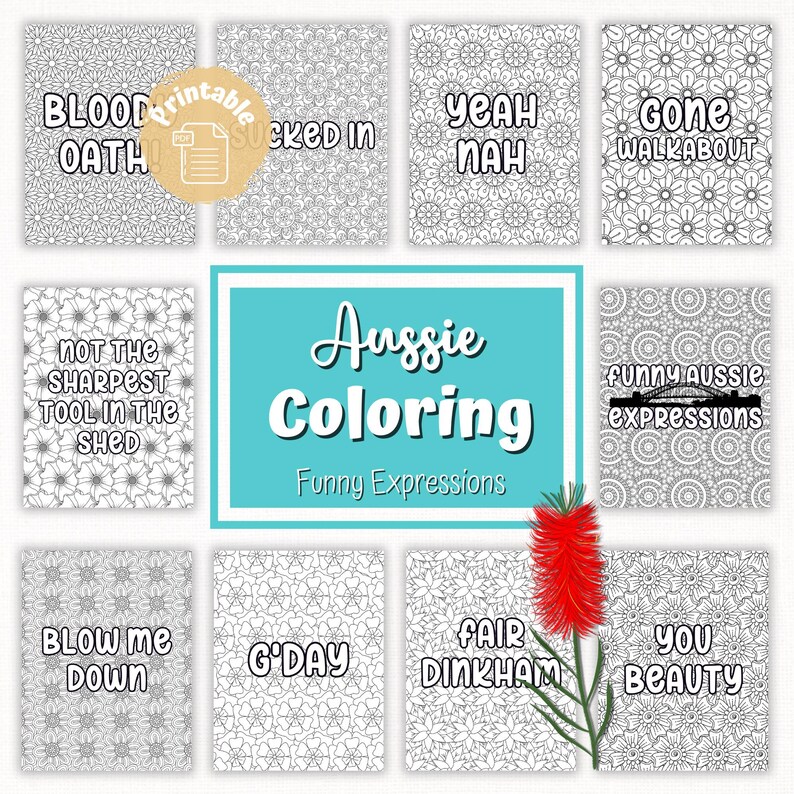 Funny Aussie Expressions Coloring Pages | Printable Slang for Adults ...