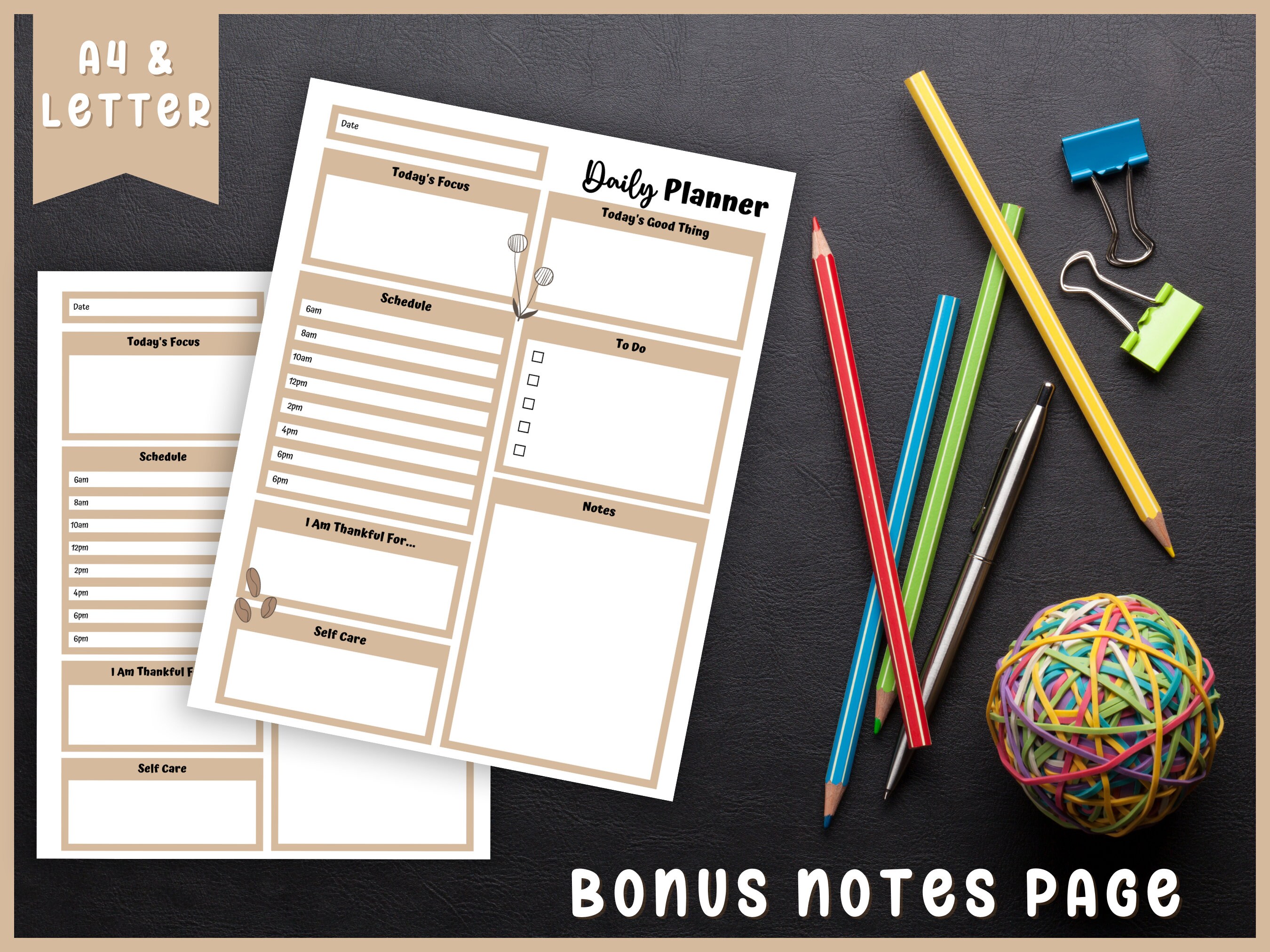 LATTE Printable Planner Cute Coffee Theme Daily Pages 30 - Etsy