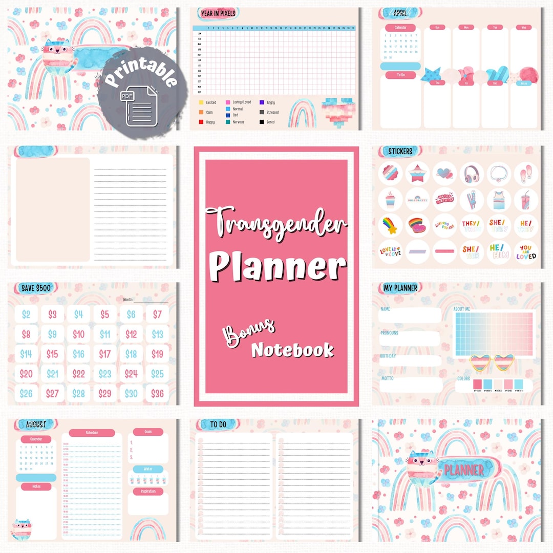 PRIDE Themed | Transgender Planner PRINTABLE With Bonus Matching ...