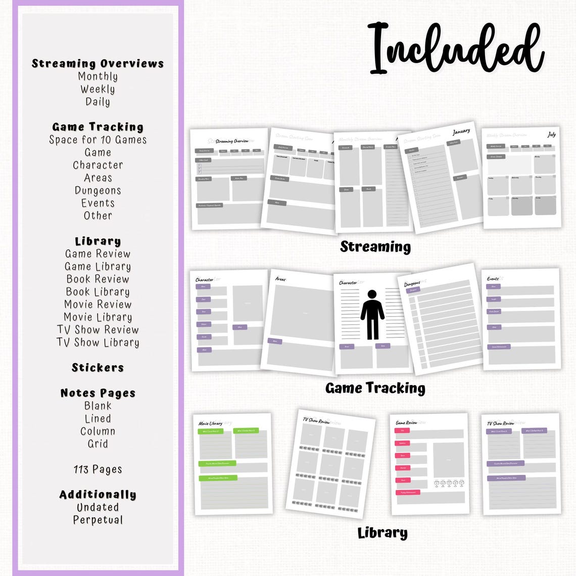 PRINTABLE Streamer and Gamer Planner | Perpetual Gaming Planner | Game ...