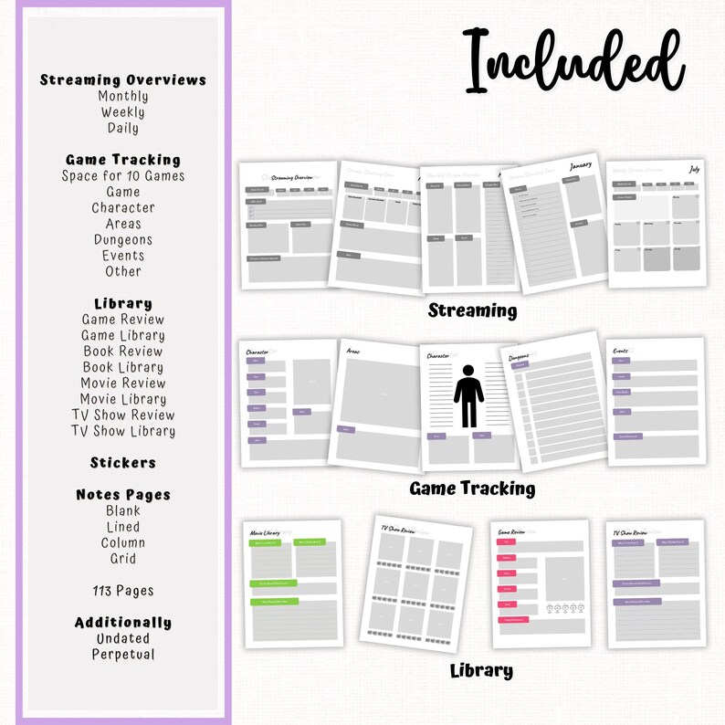 PRINTABLE Streamer and Gamer Planner | Perpetual Gaming Planner | Game ...
