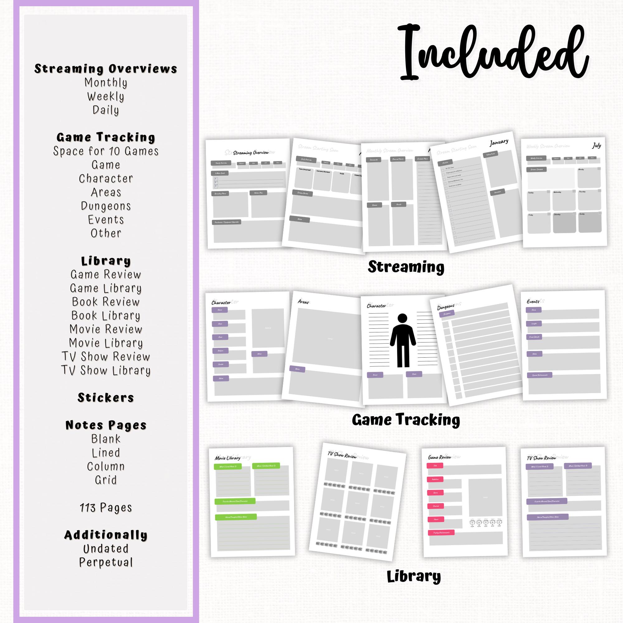 PRINTABLE Streamer and Gamer Planner | Perpetual Gaming Planner | Game ...
