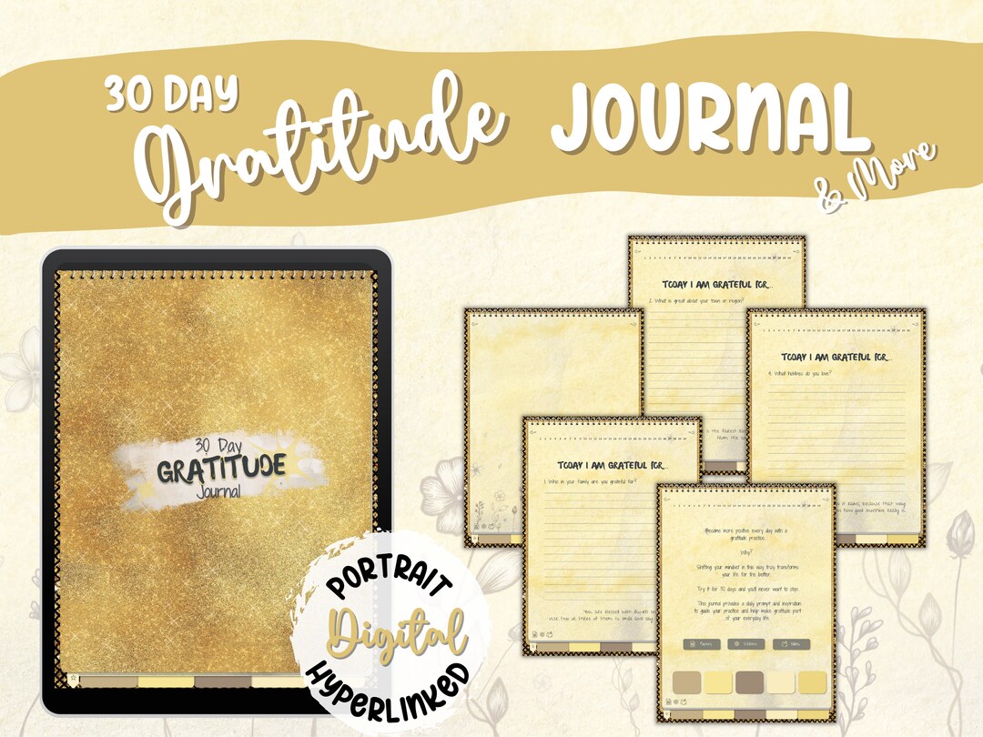 Digital 30 Day Gratitude Journal Portrait Digital Journal Goodnotes ...