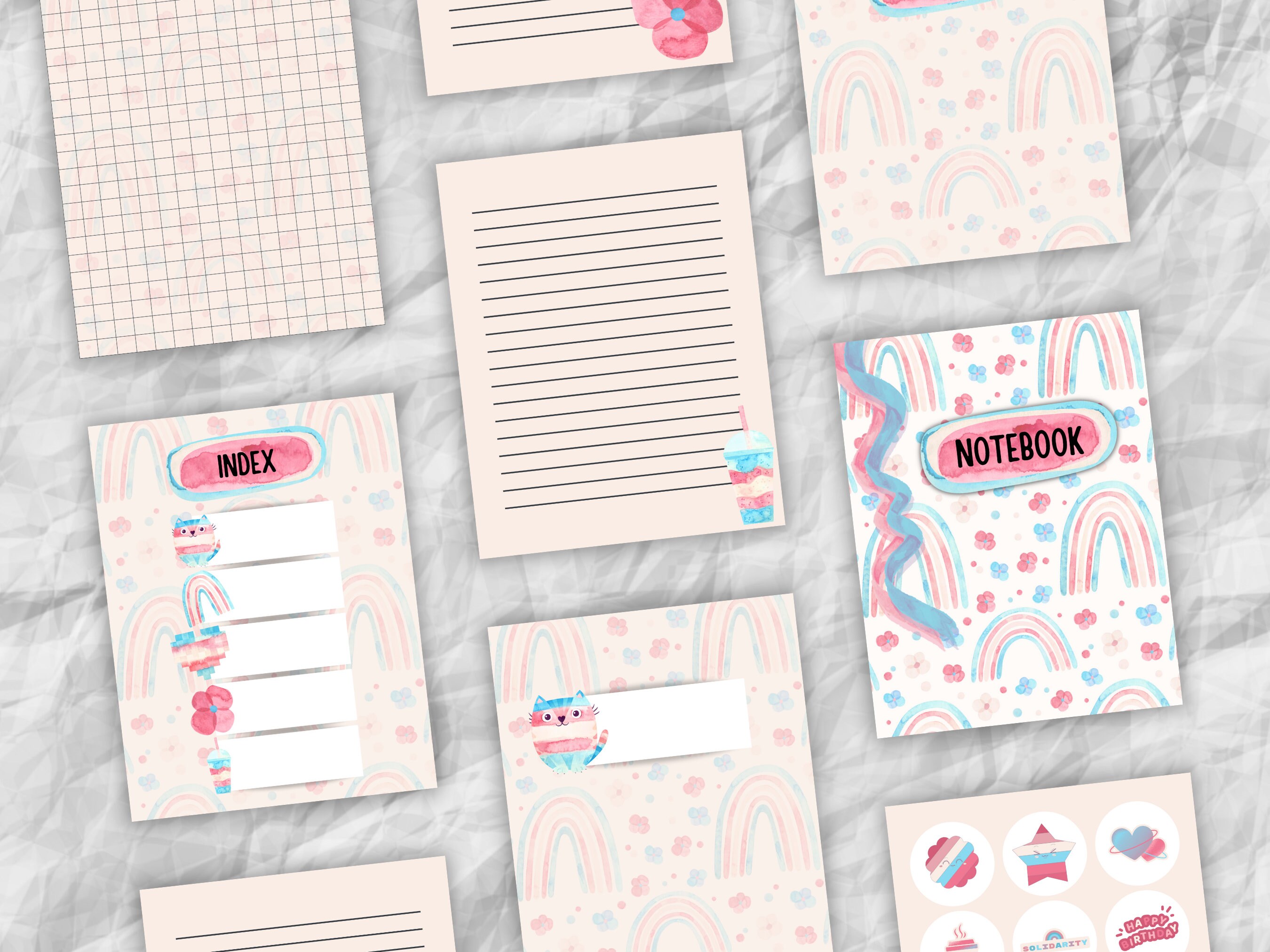 PRIDE Themed Transgender Themed Notebook Printable 5 Sections 6 Paper ...