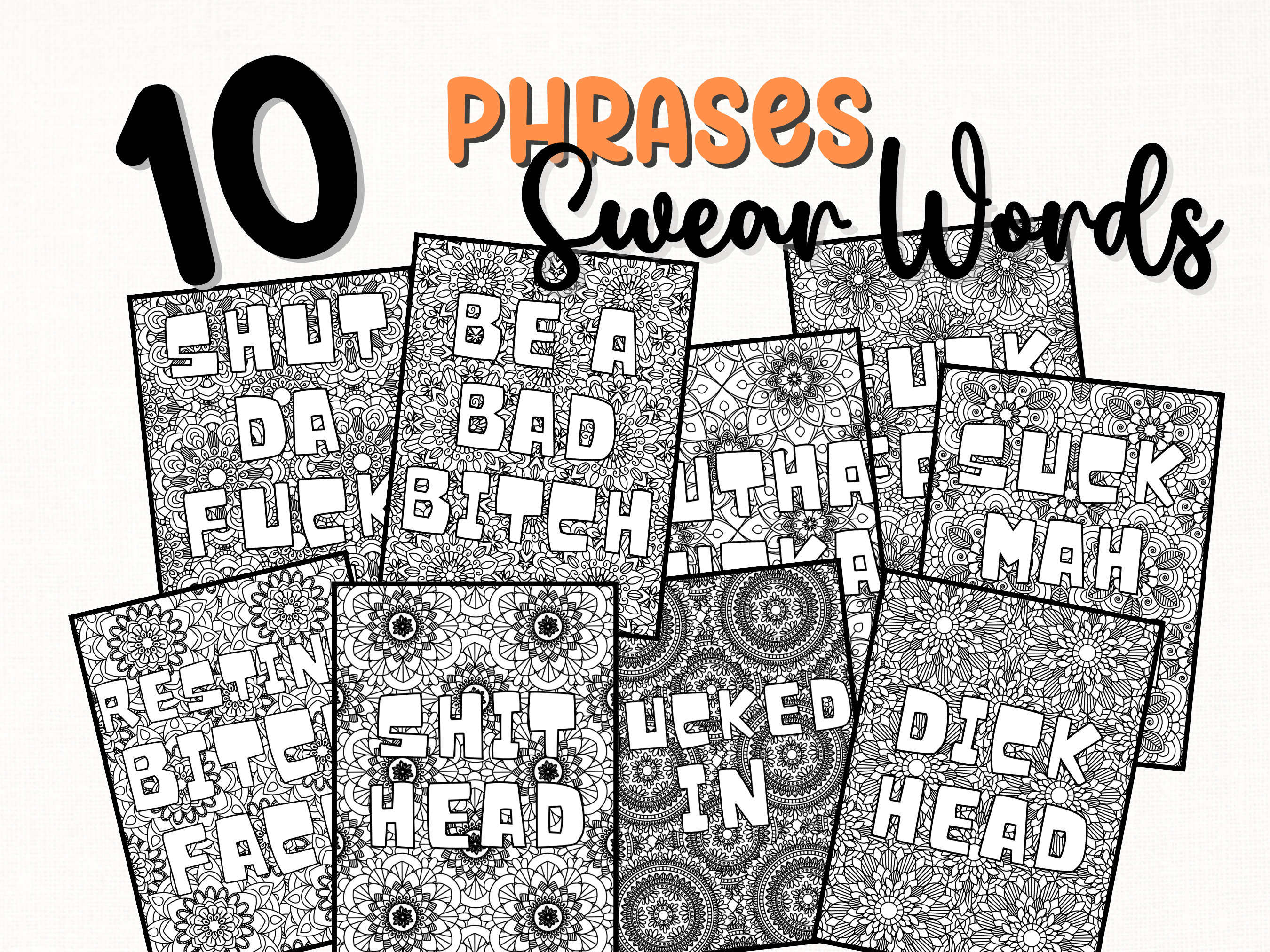 Swear Words and Phrases Coloring Pages Coloring Sheets for Adults - Etsy