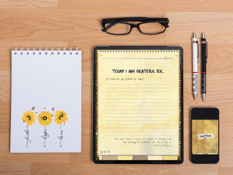 Digital 30 Day Gratitude Journal Portrait Digital Journal Goodnotes ...