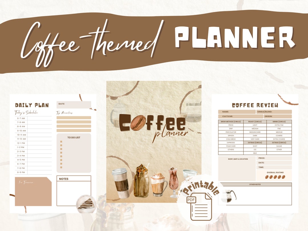 Coffee Themed Planner Printable Version Coffee Lovers Coffee - Etsy