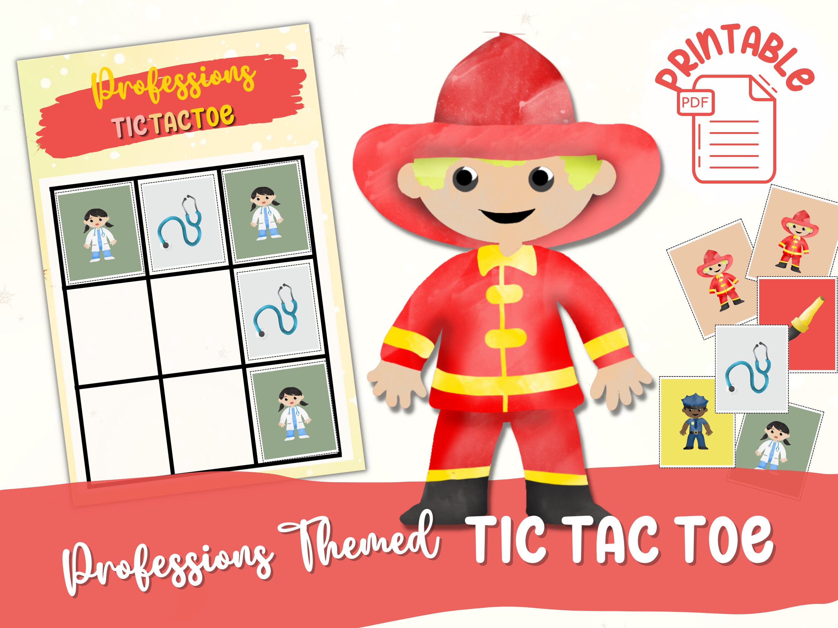 Tic Tac Toe Printable Fun Professions Themed Printable Game for Kids ...