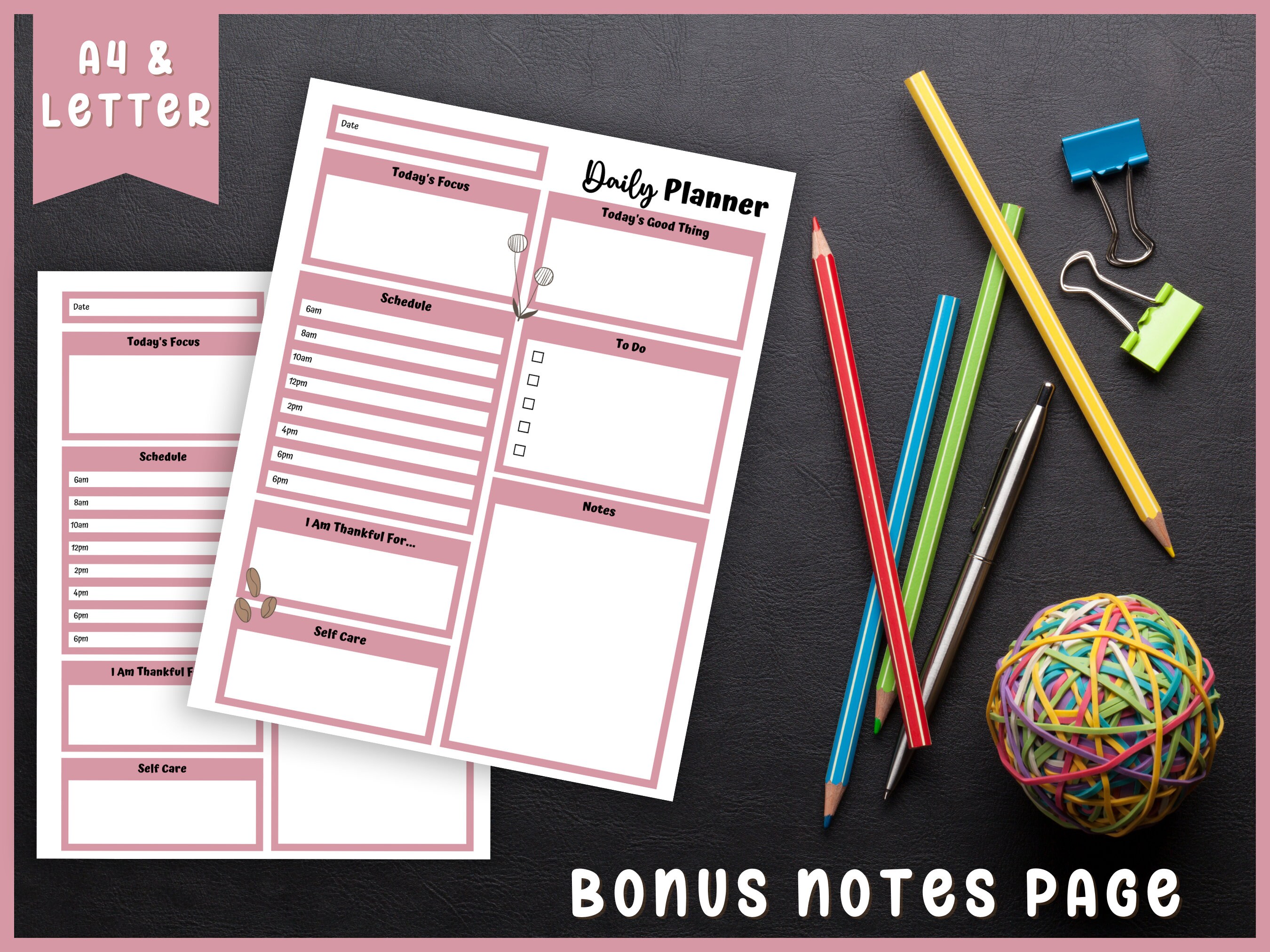 PINK Printable Planner Cute Coffee Theme Daily Pages 30 Cute Coffee ...