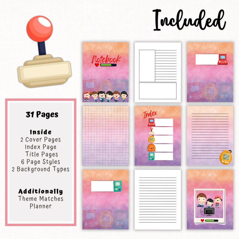 Printable Planner | Cute Gaming Theme | Monthly Weekly Daily Calendar ...