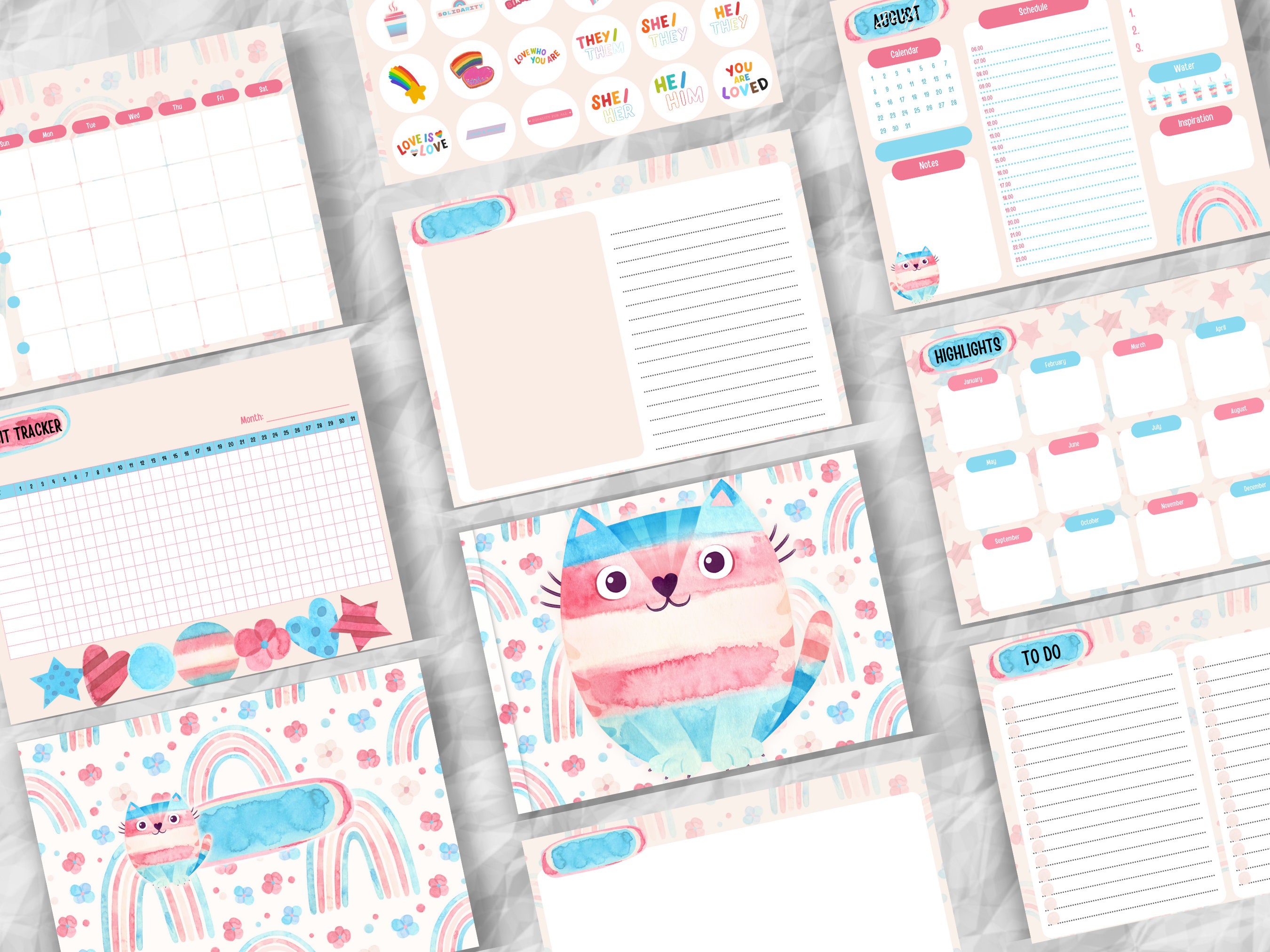 PRIDE Themed Transgender Themed Planner Printable Monthly Weekly Daily ...