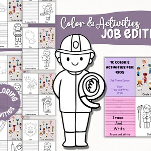 Coloring Activities for Kids Job Edition Color Trace and Write Circle ...
