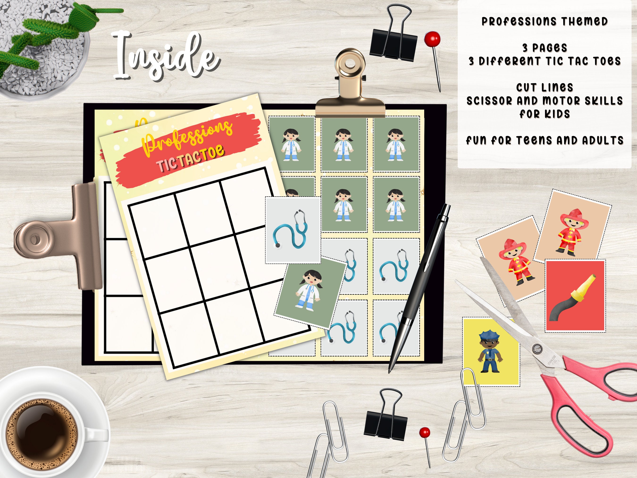 Tic Tac Toe Printable Fun Professions Themed Printable Game for Kids ...