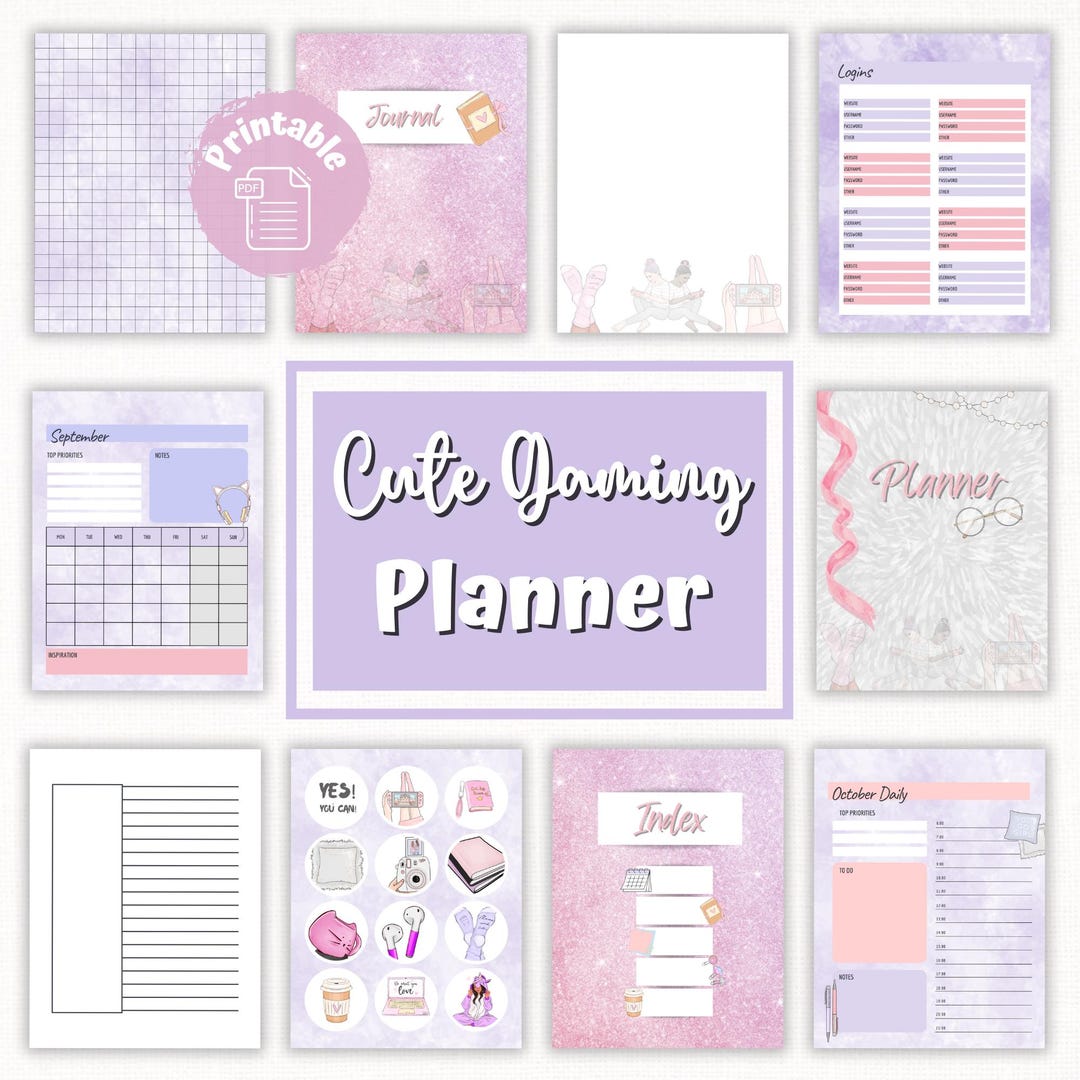 Printable Planner | Girl Gamer Theme | Monthly Weekly Daily Calendar ...