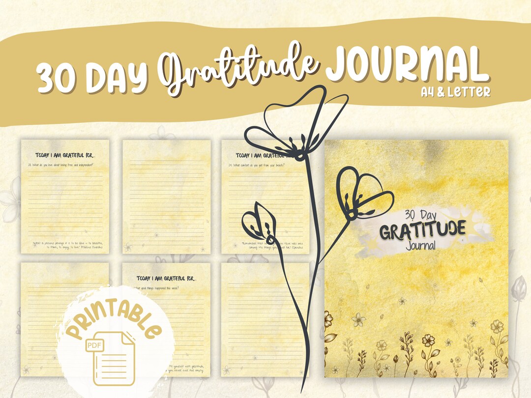 30 Day Gratitude Journal Printable Version Gratitude Thankful - Etsy