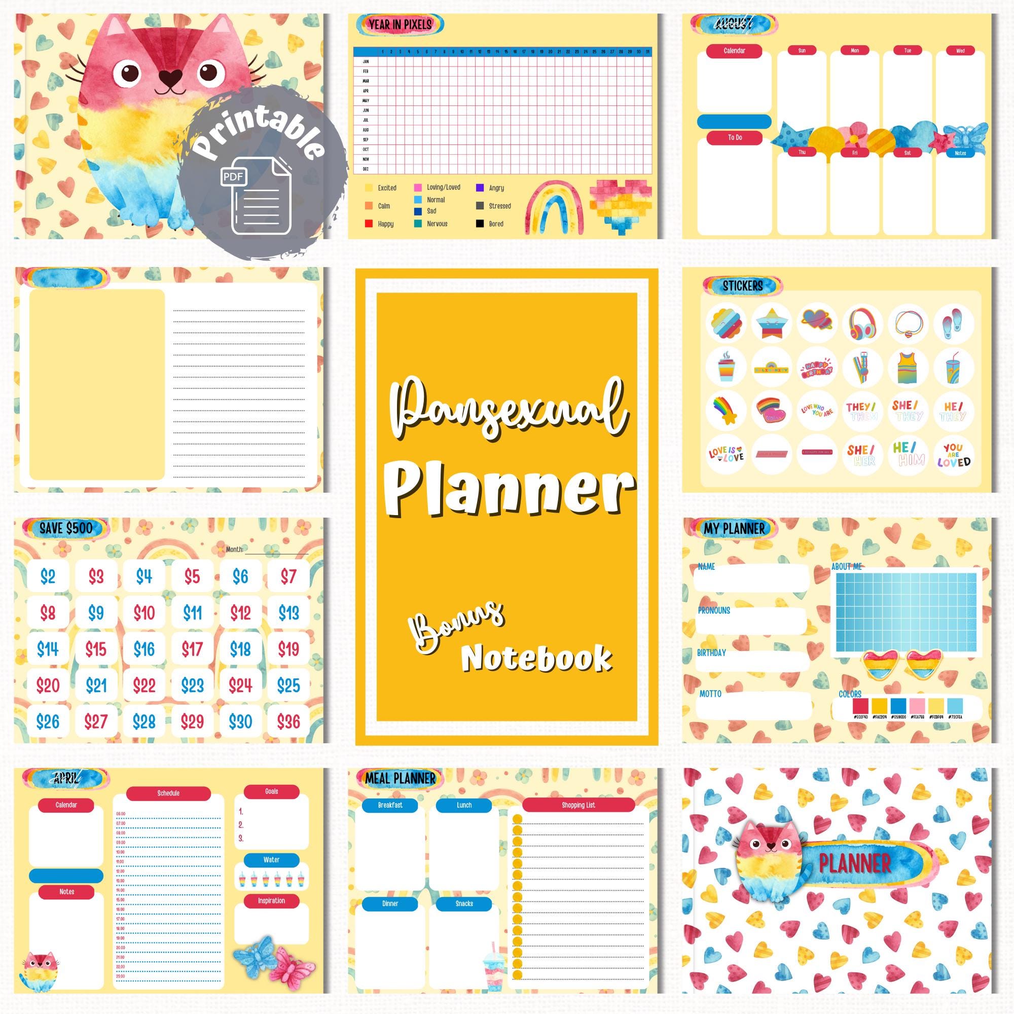 PRIDE Themed | Pansexual Planner PRINTABLE With Bonus Matching Notebook ...