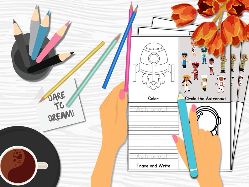 Coloring Activities for Kids Job Edition Color Trace and - Etsy