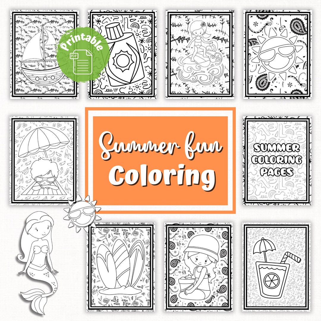 Summer Fun Coloring Pages | Relax and Color Your Way to Serenity | A4 ...